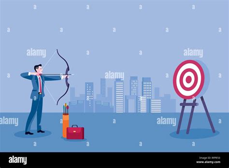 Archery And Business Man Business Man Aiming At The Target Concept