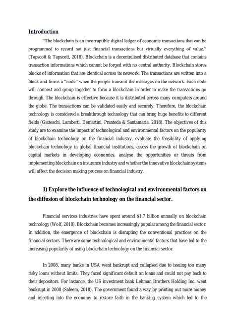 Financial Institutions And Markets Assignment Blockchain Essentials