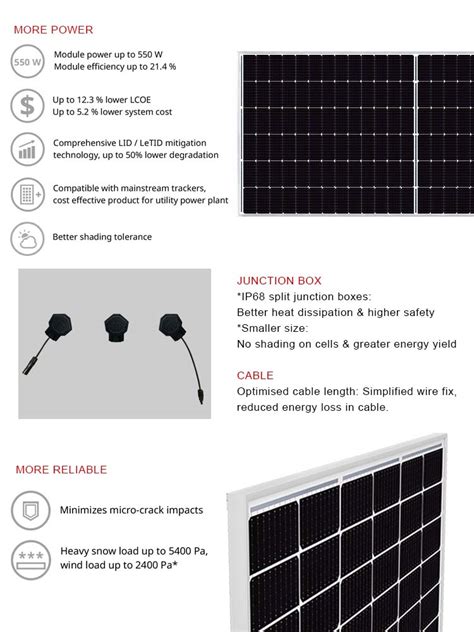 High Power Bifacial Solar Panel 520w 525w 530w 535w 540w 545w 550w Mono