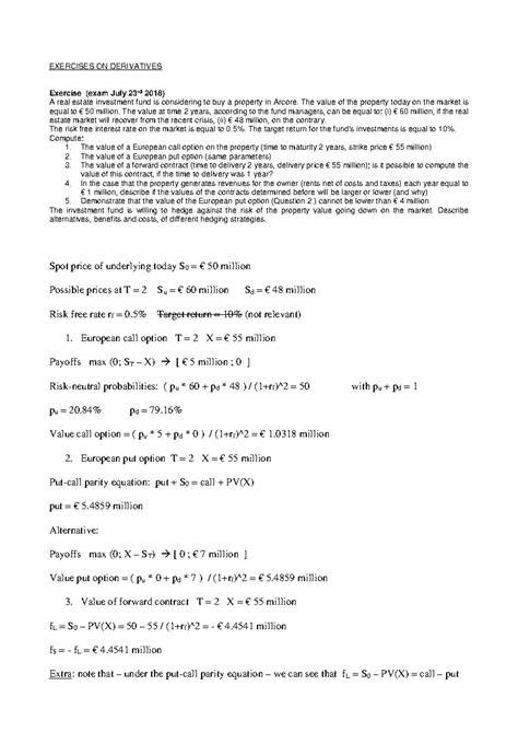 5 Exercises On Derivatives Done Exercises On Derivatives Exercise Exam July 23rd 2018 A