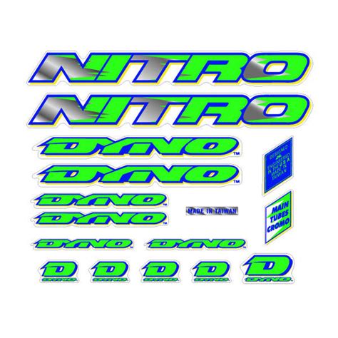 1992 Dyno Nitro For Black Silver Frame Decal Set Bmx Products Usa