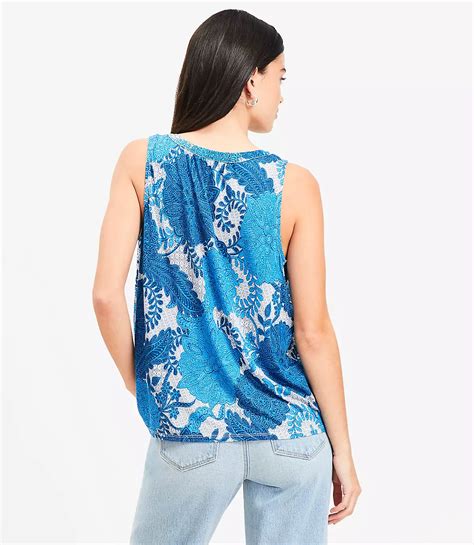 Floral Pleated Mixed Media Shell