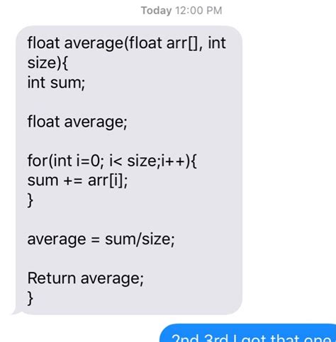 solved today 12 00 pm float average float arrll int size f