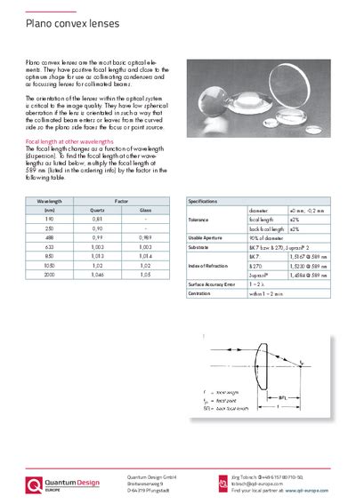 Plano Convex N Bk7 Plano Convex Lenses Ar 400 700nm