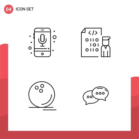 Pictogram Set Of 4 Simple Filledline Flat Colors Of Device Programming Recording Develop Game