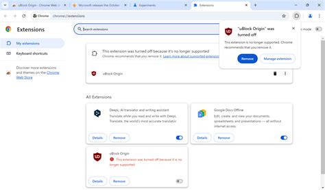 Google Chrome Removal Of UBlock Origin And Other Unsupported