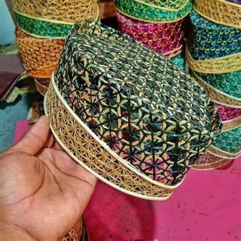 Jual Kopiah Bambu Songkok Bambu Anyam Peci Anyaman Bambu Hitam 2