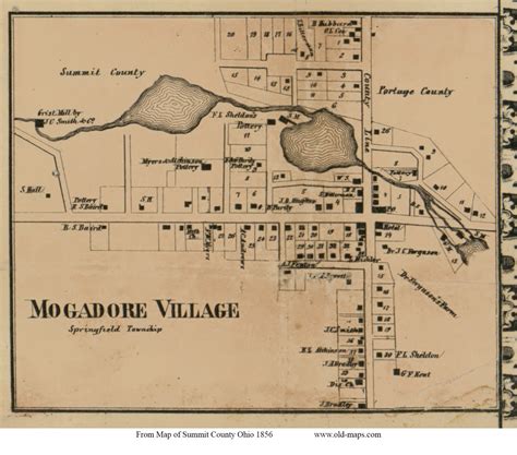 Mogadore Springfield Ohio 1856 Old Town Map Custom Print Summit