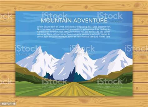 登山 徒步旅行或戶外旅遊度假橫幅登山和旅行遠足冒險概念 春天景觀 道路和山脈向量圖向量圖形及更多俄羅斯圖片 俄羅斯 側影 冒險