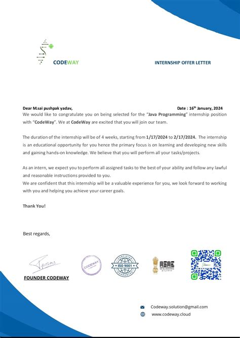 Codeway Javaprogramming Internship Softwaredevelopment Excited Sai Pushpak Yadav