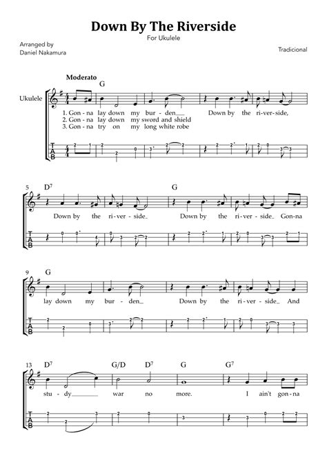 Down By The Riverside For Ukulele Solo With Tab Arr Daniel Nakamura