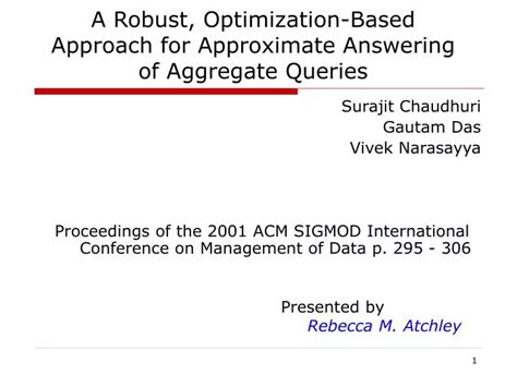 Ppt A Robust Optimization Based Approach For Approximate Answering