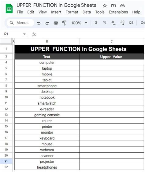 How To Use The Upper Function In Google Sheets With Example Neotech