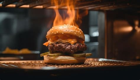 Free Photo Grilled Gourmet Cheeseburger On Rustic Wood Table Ready To