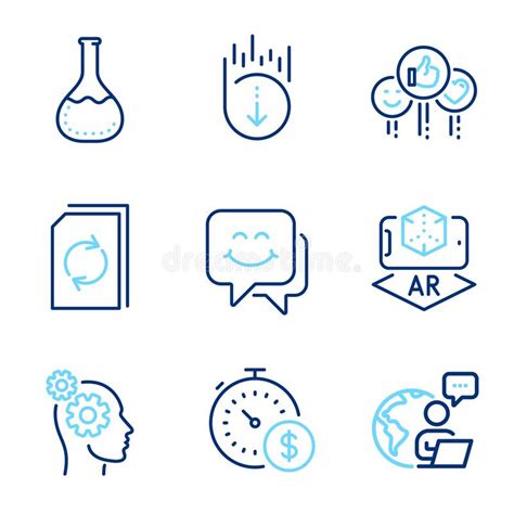 Technology Icons Set Included Icon As Smile Face Update Document