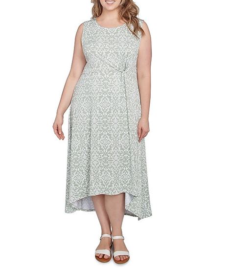 Ruby Rd Plus Size Knit Medallion Scoop Neck Sleeveless Hi Low Hem