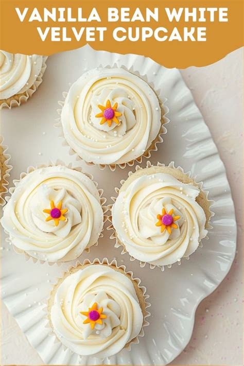 Vanilla Bean White Velvet Cupcake In 2025 Velvet Cupcakes Vanilla