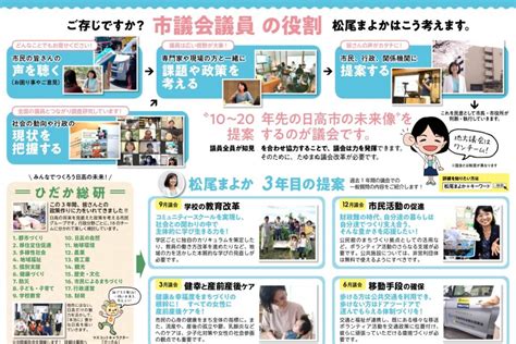 議員の仕事って？part1 ご存知ですか「市議会議員の役割」松尾まよかはこう考えます 松尾まよか 日高市市議会議員