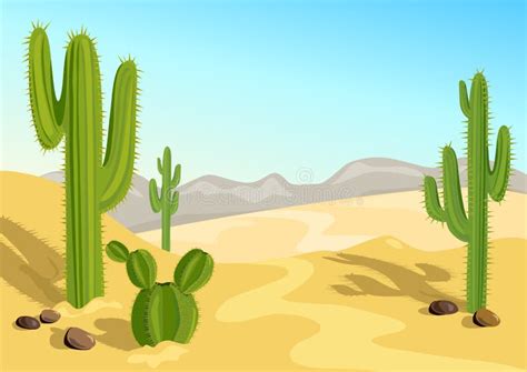 Cacto No Deserto Fundo Natural Ilustração do Vetor Ilustração de