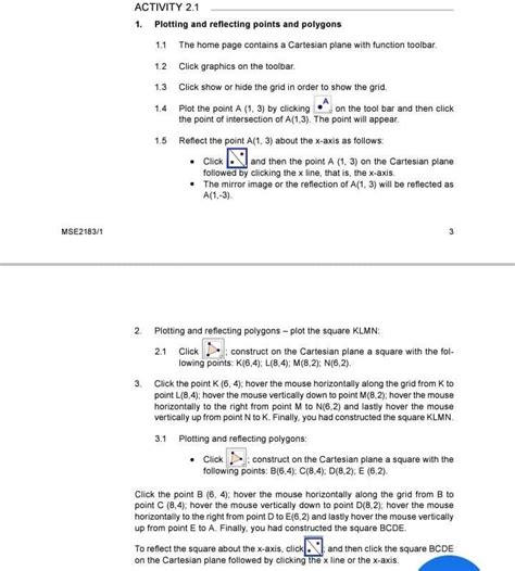 Solved 1 Plotting And Reflecting Points And Polygons 11