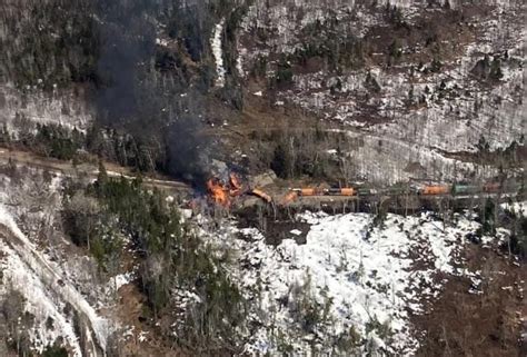 Maine Train Carrying Hazardous Materials Derails Catches Fire