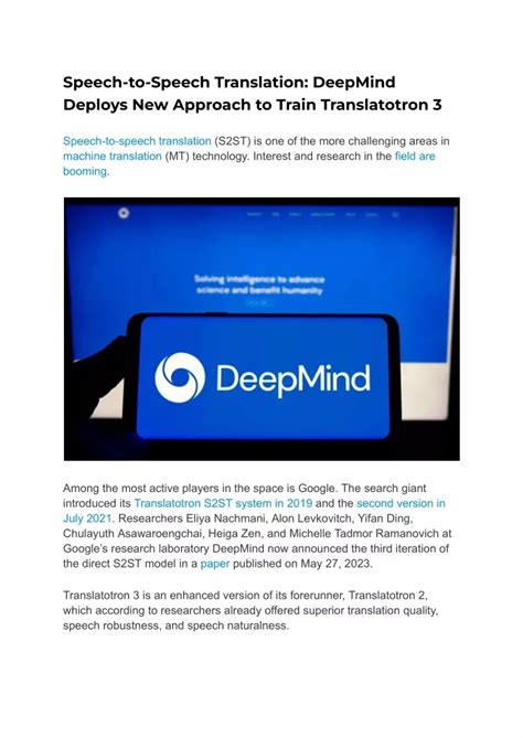 PPT Speech To Speech Translation DeepMind Deploys New Approach To