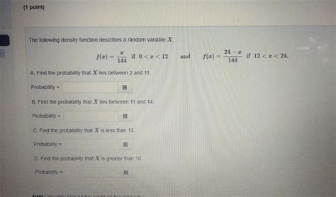 Solved The Following Density Function Describes A Random Chegg