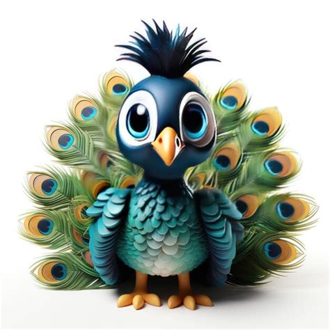 Premium Photo Cute Peacock Cartoon Character