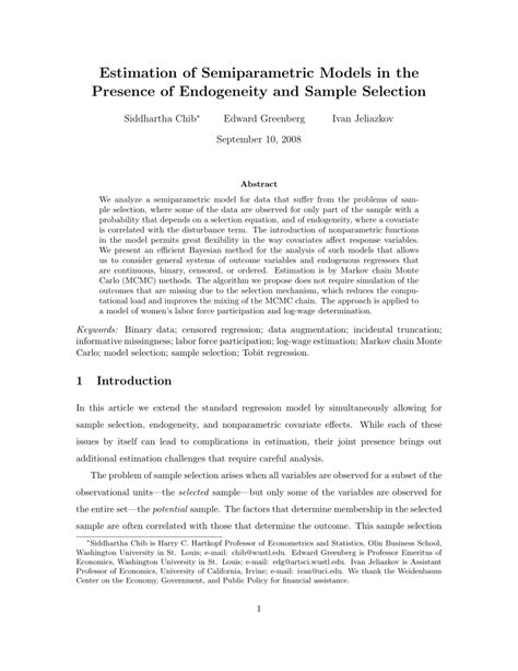 Pdf Estimation Of Semiparametric Models In The Presence Of