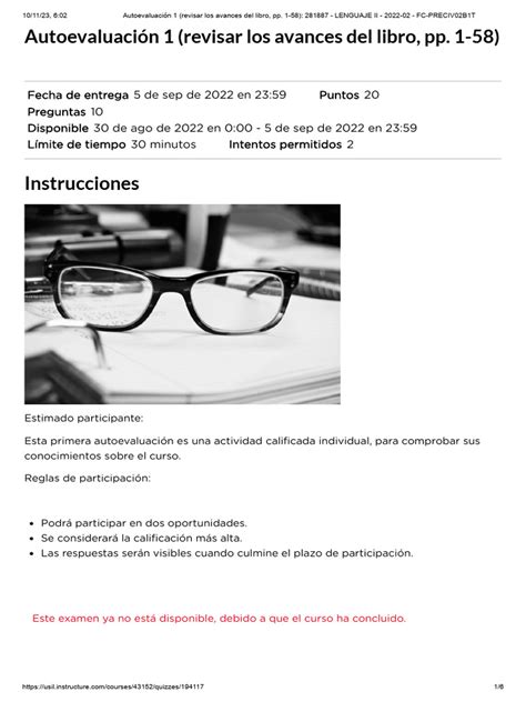 Autoevaluación 1 Lenguaje Ii Usil Pdf