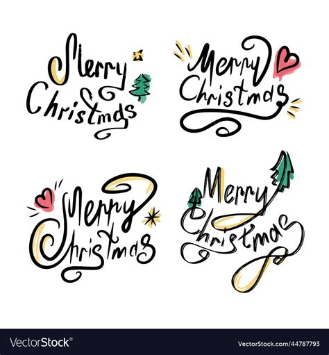 Set Of Calligraphic Lettering Merry Christmas Vector Image
