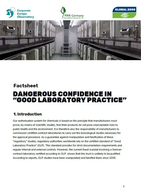 Factsheet Dangerous Confidence In Good Laboratory Practice