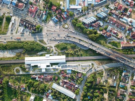 Nibong Tebal Town With Road Railway And Housing Estate Editorial