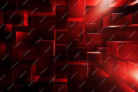 Abstract Red Square Geometric Background Light And Shadow Premium Ai