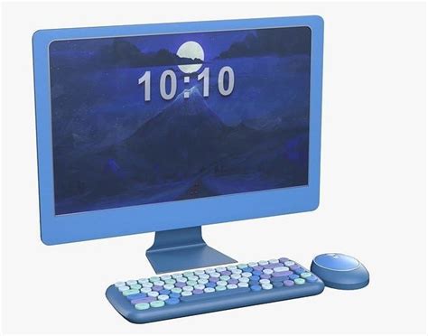 Sweet Pc Set Monitor Keyboard Mouse Night Blue Version 3d Model Cgtrader
