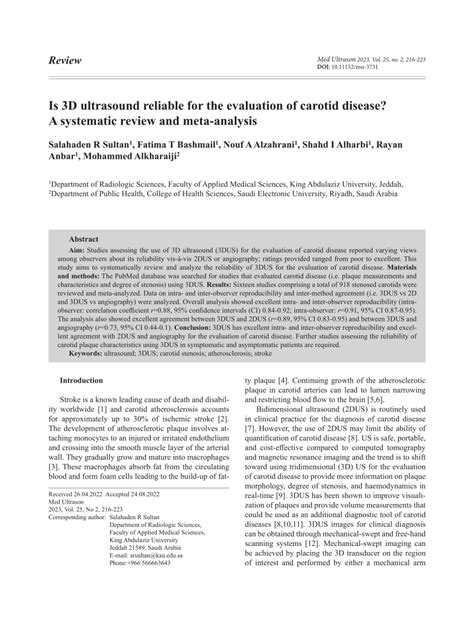 Pdf Is 3d Ultrasound Reliable For The Evaluation Of Carotid Disease