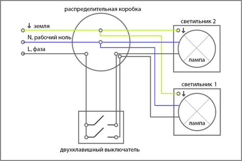 Разводка двойного выключателя на две лампы