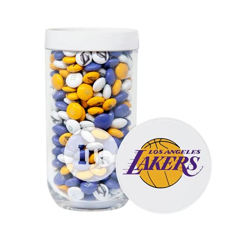 Mandms 洛杉磯湖人隊禮品罐官方 Nba 罐子帶有湖人隊標誌和定制巧克力糖果混合物獨特的 Nba 禮物送給