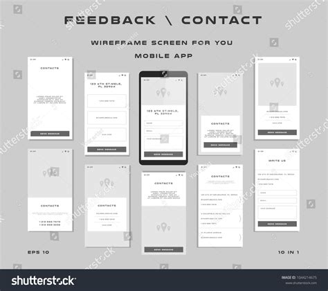 10 1 Ui Kits Wireframes Screens Stock Vector Royalty Free 1044214675 Shutterstock