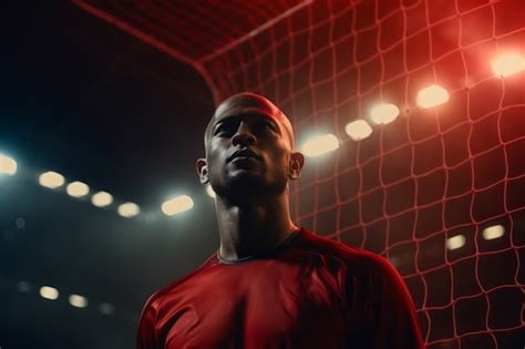 free photo male football player on the field at night