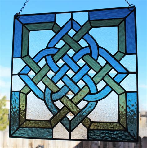 Celtic Stained Glass Window Panel Suncatcher Celtic Knot Etsy