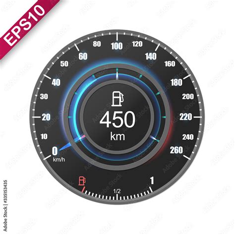 Neumorphic Ui Illustration Of Car Dashboard Panel With Speedometer