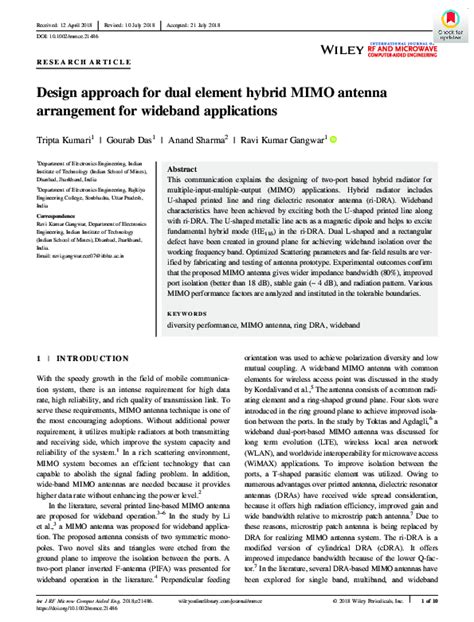 Pdf Design Approach For Dual Element Hybrid Mimo Antenna Arrangement