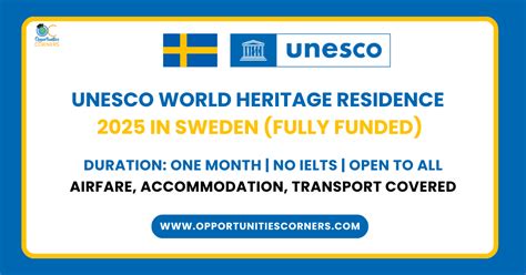 Unesco World Heritage Residence Scholarship 2025 In Sweden Fully Funded