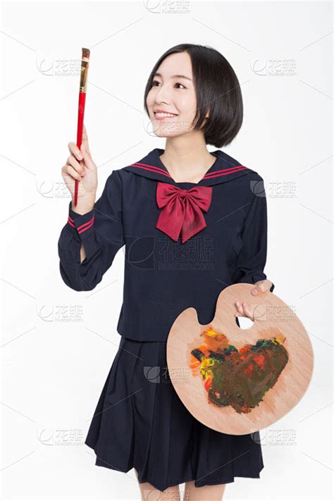 女性 迷你裙 校服 垂直画幅 美 青少年 美人 画笔 知识 青年人