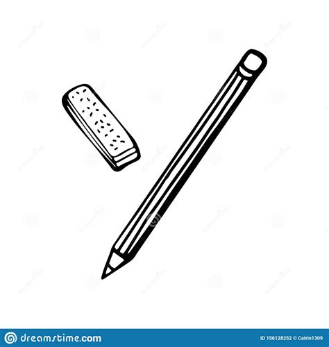 Dibujo Con El L Piz Y El Borrador Objeto Aislado En El Fondo Blanco