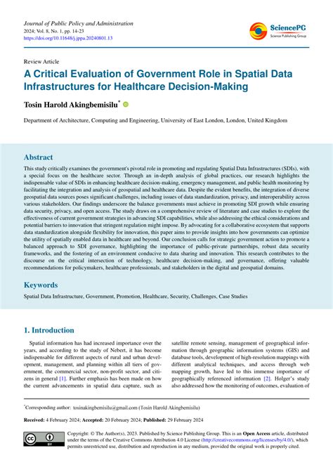 Pdf A Critical Evaluation Of Government Role In Spatial Data Infrastructures For Healthcare