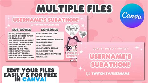Pink Cute Starry Subathon Template Kawaii Pastel Pink Twitch Streamer