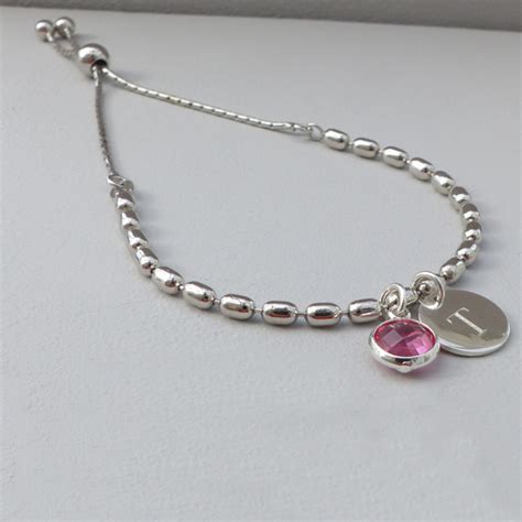 Sterling Silver Personalised Birthstone Bracelet Evy Designs