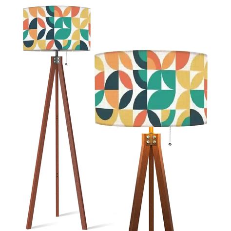 Retro Geometric Tripod Floor Lamp Mid Century Modern Pattern Etsy
